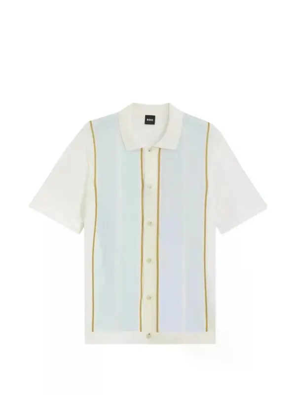 BOSS Color-blocked Cardigan With Wing Collar - White