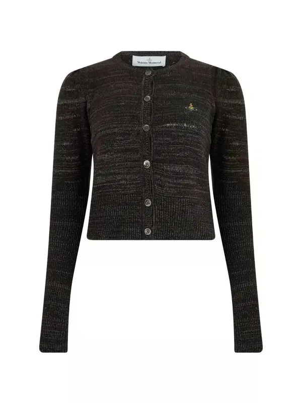 VIVIENNE WESTWOOD Orb-embroidered Puff-sleeve Cardigan - Black