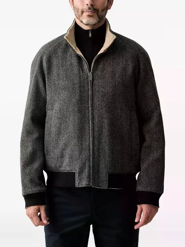 TRUSSARDI Reversible Herringbone Pattern Jacket