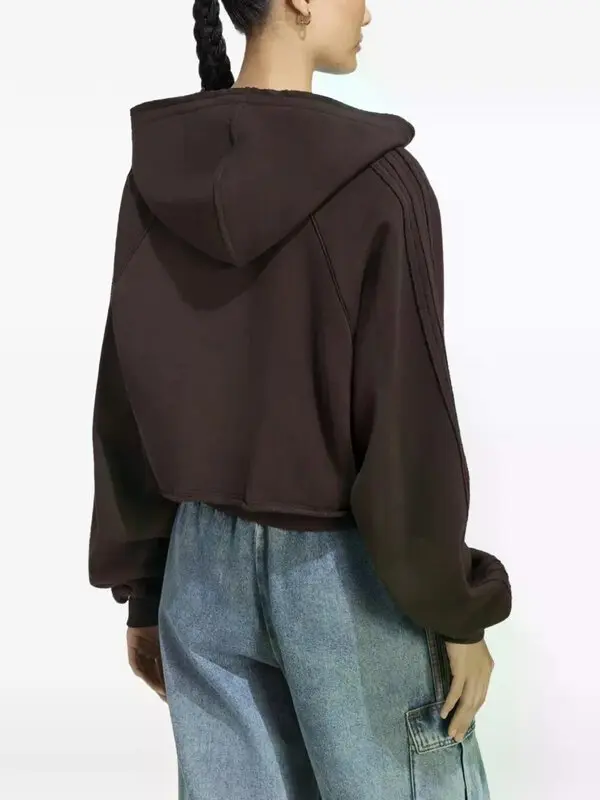 Adidas Cropped Layered-effect Hoodie