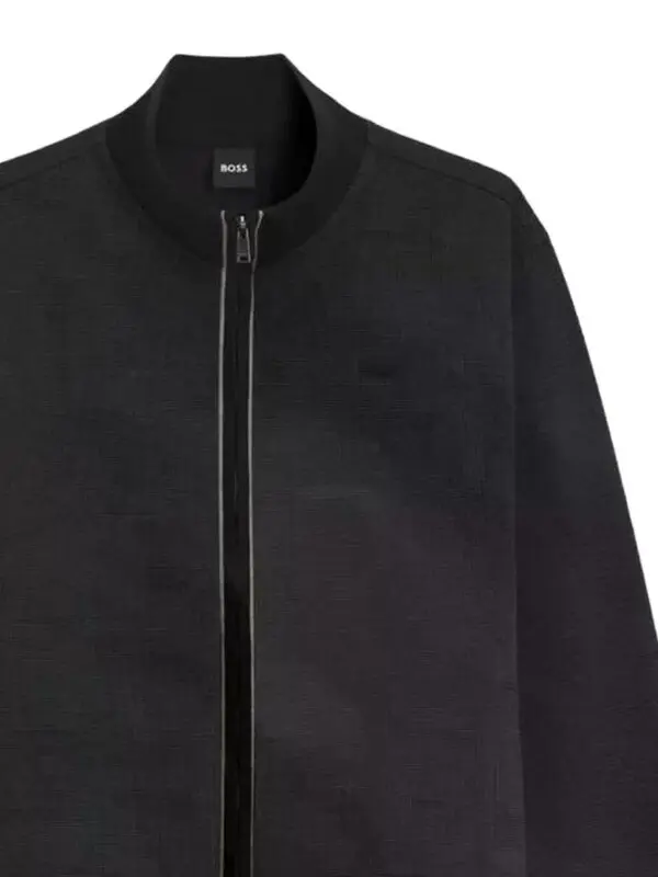 BOSS Cotton Sweatshirt With Zipper Neck - Black