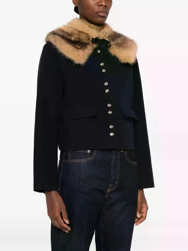 Maje Faux-fur Collar Button-down Coat