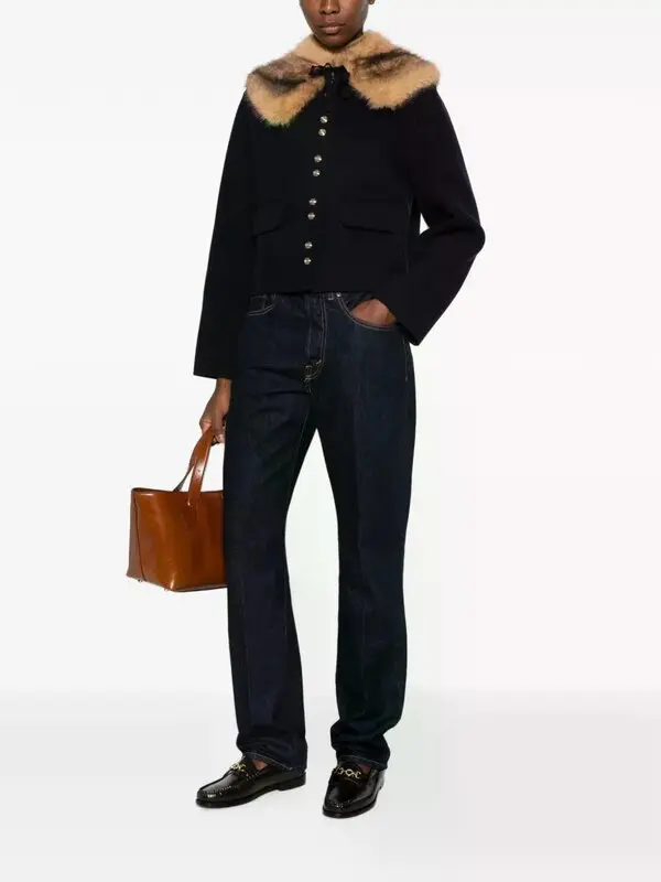 Maje Faux-fur Collar Button-down Coat