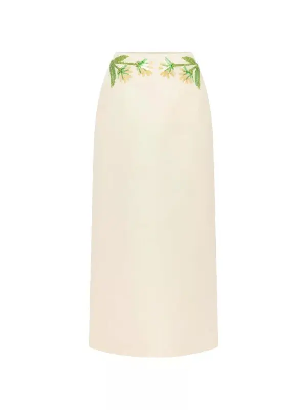 LEO LIN Quinn Wildflower-embellished Midi Skirt