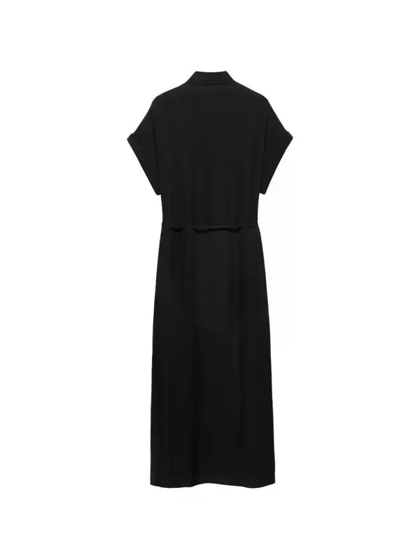Shanghai Tang Mandarin Collar Silk Frog Fastening Shirt Dress