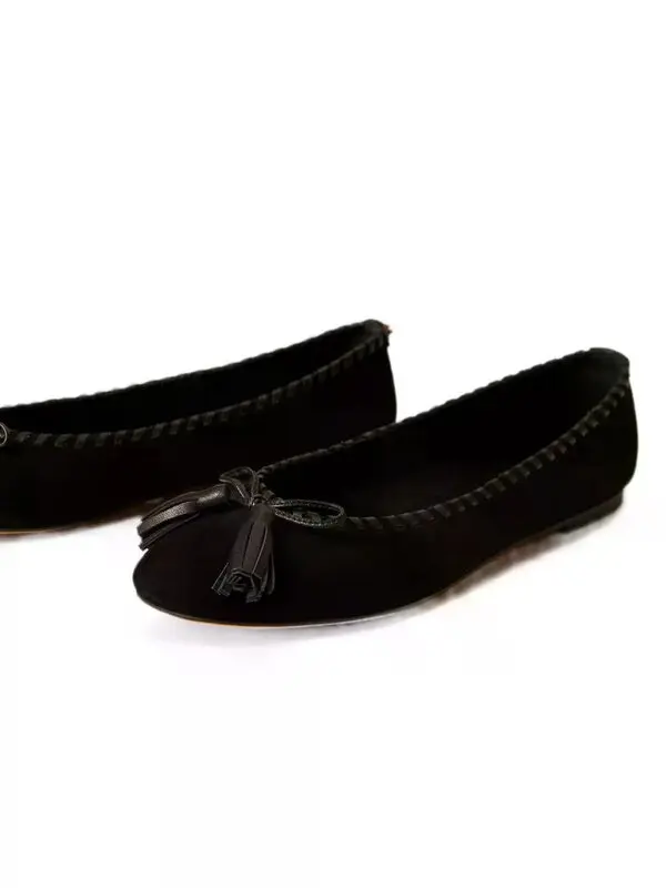 TWINSET Suede Ballet Flats With Bow