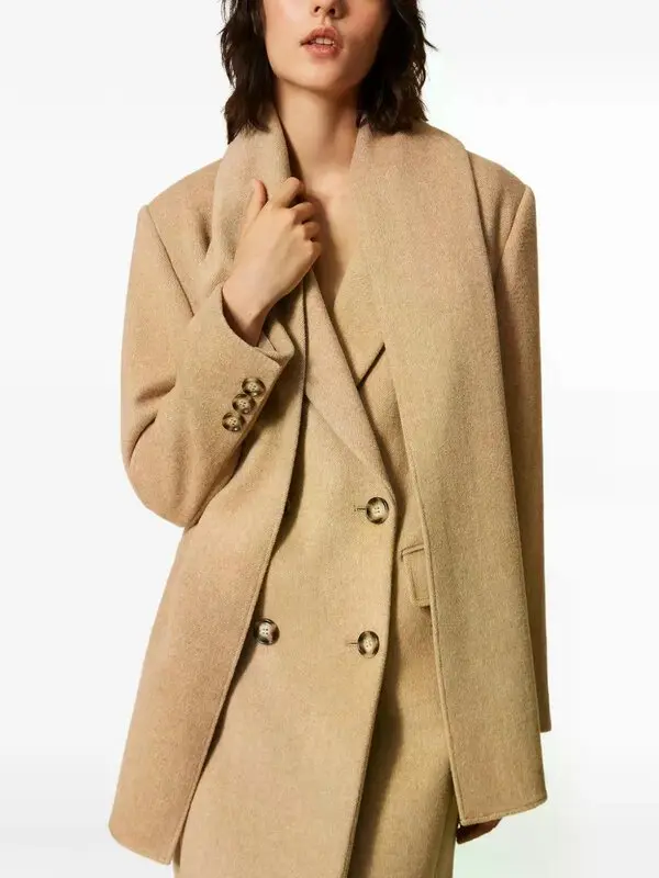 TWINSET Velour Wool Cloth Coat
