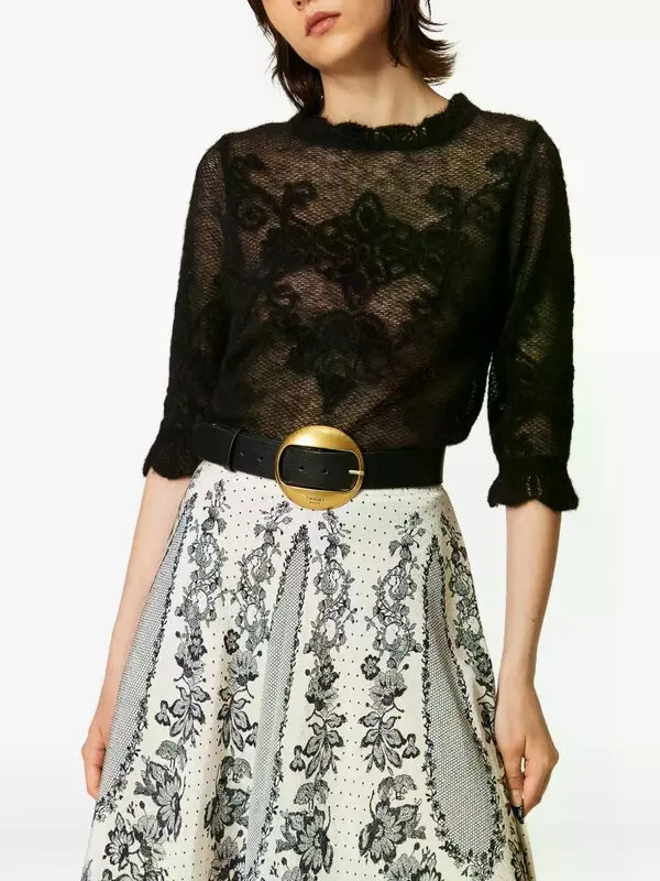 TWINSET Jacquard Alpaca Blend Jumper With Scalloped Trim
