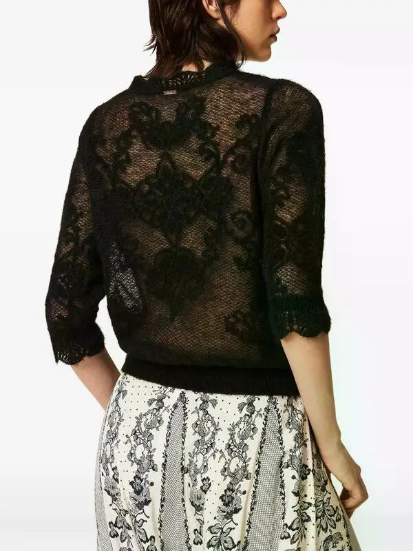 TWINSET Jacquard Alpaca Blend Jumper With Scalloped Trim