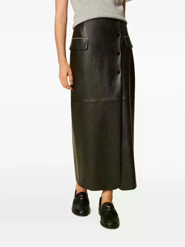 TWINSET Leather-like Wrap Skirt