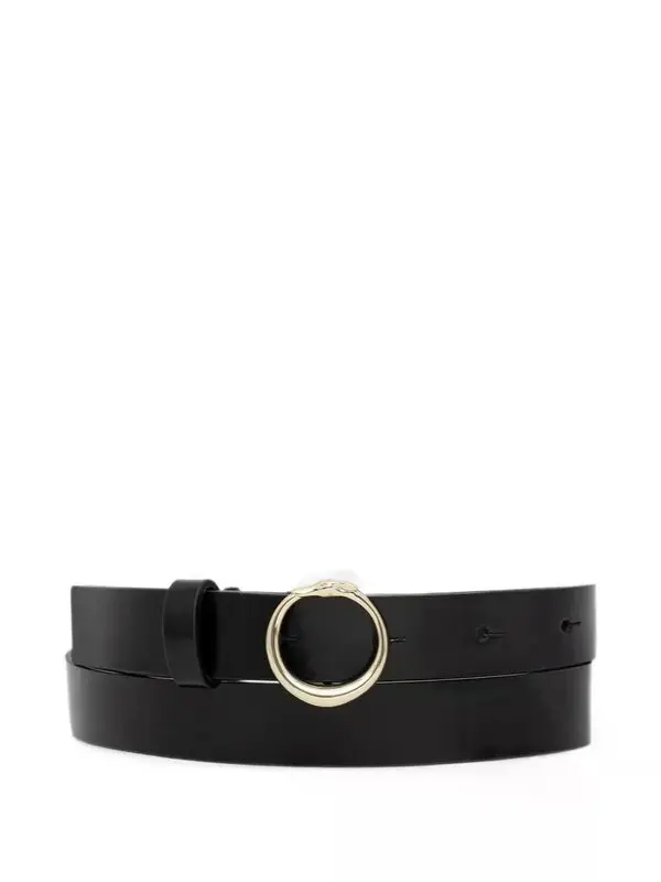 TRUSSARDI Circular Buckle Leather Belt - Black