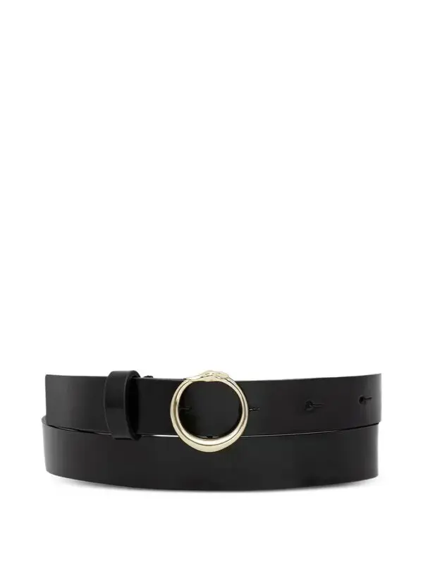 TRUSSARDI Circular Buckle Leather Belt - Black
