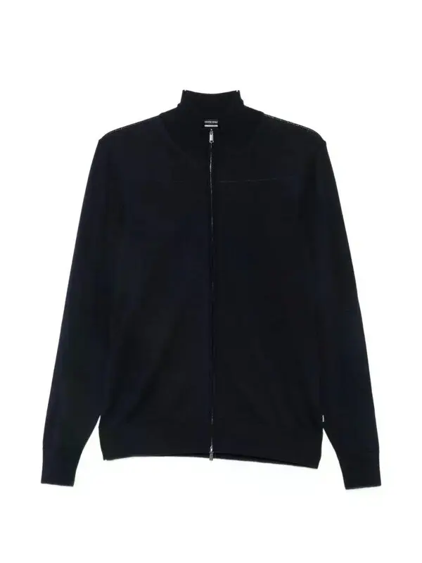 BOSS Merino Wool Zip-up Sweater - Blue