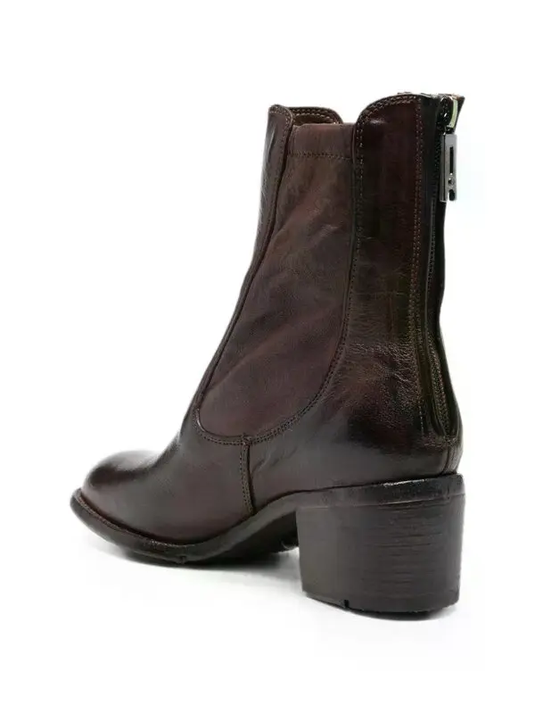 LEMARGO Rear-zip Leather Ankle Boots