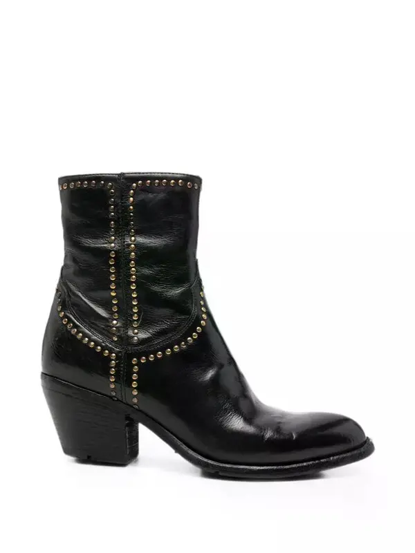 LEMARGO Stud Embellished Leather Ankle Boots