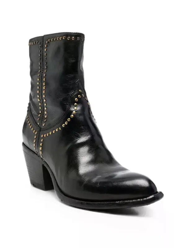 LEMARGO Stud Embellished Leather Ankle Boots