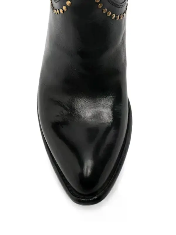 LEMARGO Stud Embellished Leather Ankle Boots