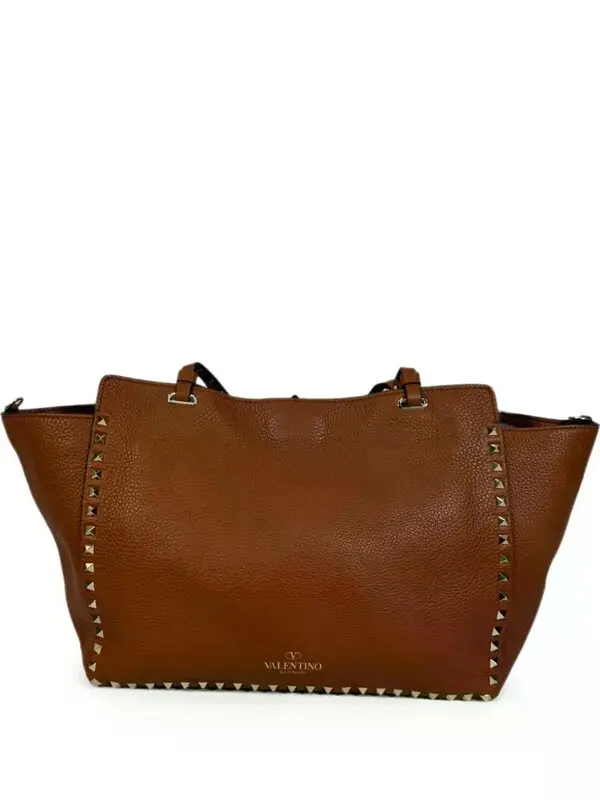 Valentino Garavani 2010s Rockstud Trapeze Tote Bag - Brown