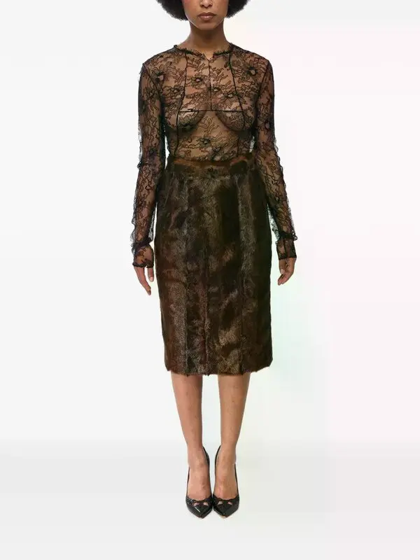 Off-White Faux-fur Pencil Midi Skirt