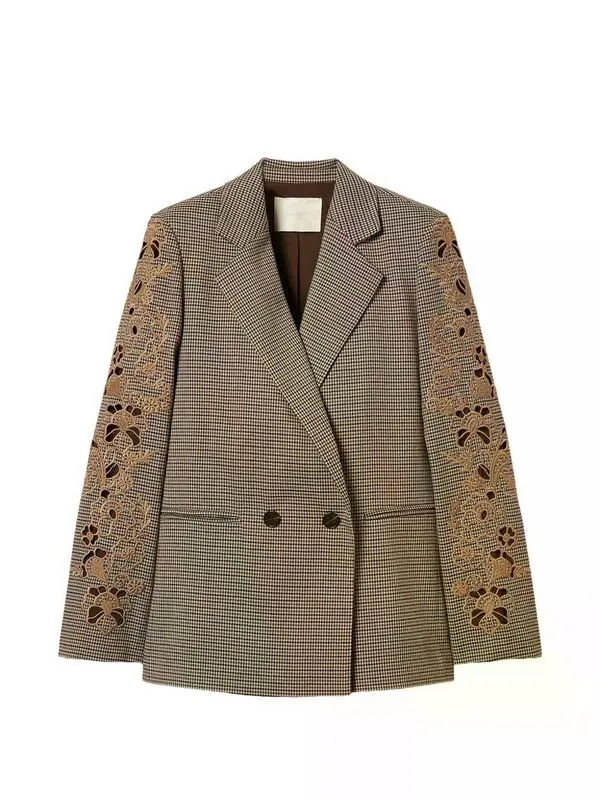 TWINSET Houndstooth Blazer With Embroidery