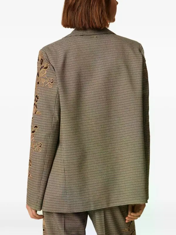 TWINSET Houndstooth Blazer With Embroidery