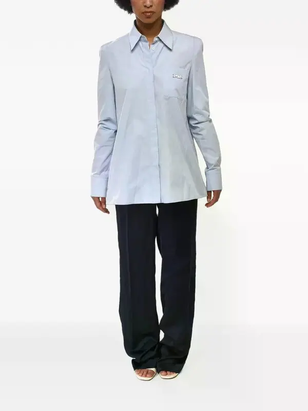 Off-White Poplin Shirt With Lace-up Back Detail