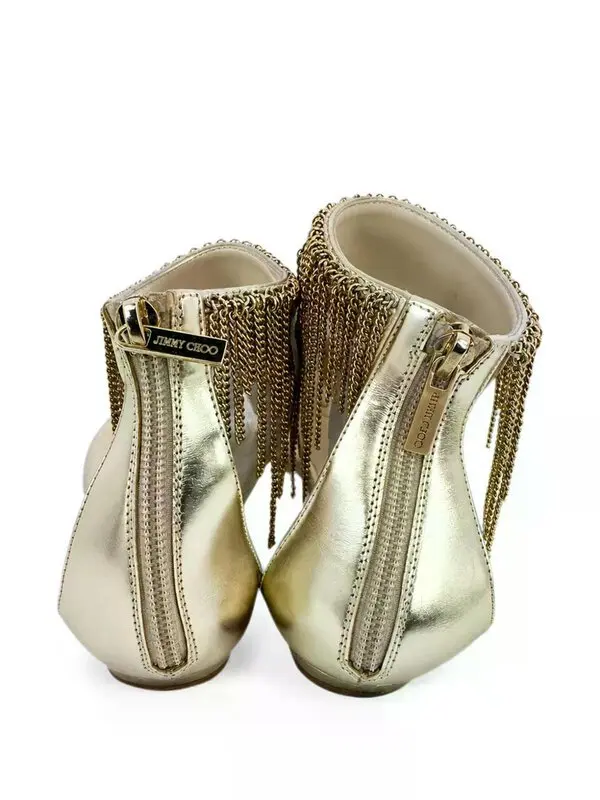 JIMMY CHOO Leather Fringed Chain Embellished Sandals