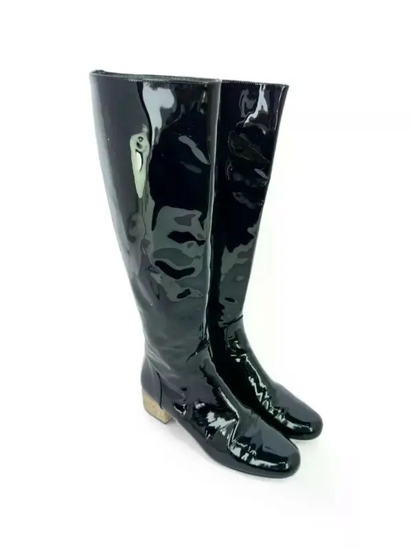 Saint Laurent Glitter Heel Knee-high Boots