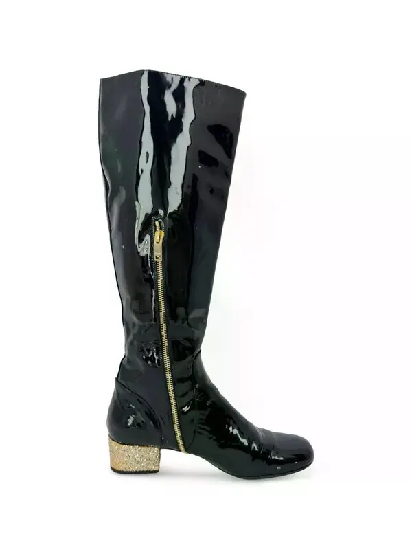 Saint Laurent Glitter Heel Knee-high Boots