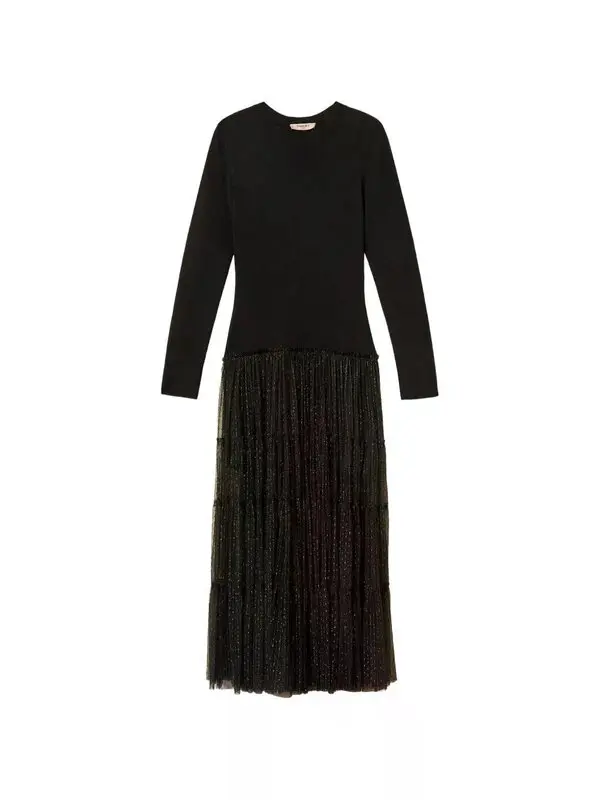 TWINSET Long Sleeve Tiered Tulle Dress