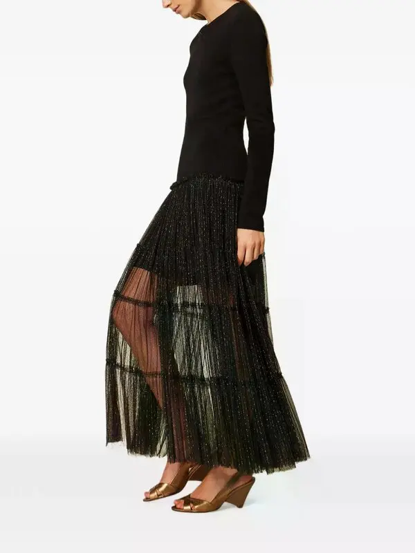 TWINSET Long Sleeve Tiered Tulle Dress