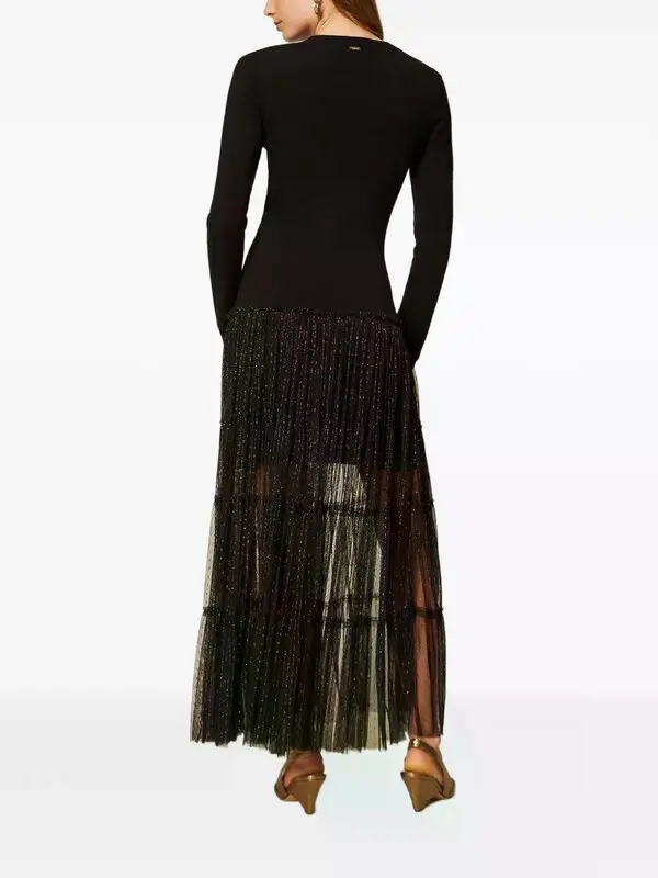 TWINSET Long Sleeve Tiered Tulle Dress