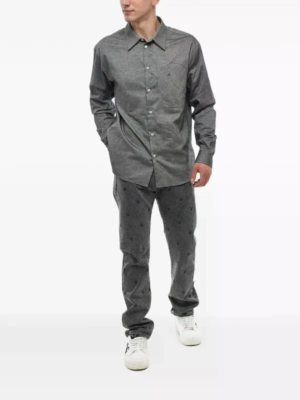 Off-White Embroidered Breast-pocket Shirt