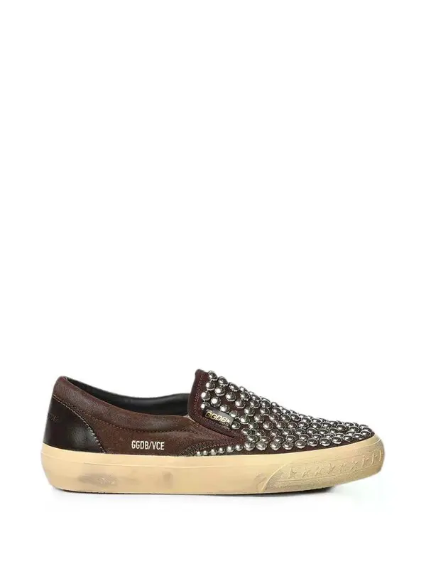 GOLDEN GOOSE Stud-embellished Leather Slip-on Sneakers