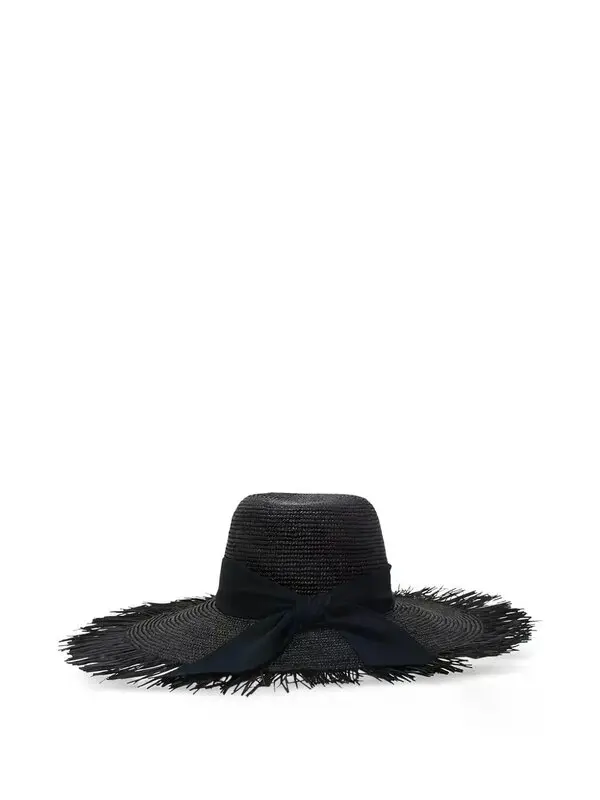 GIGI BURRIS MILLINERY Astrid Frayed-edge Hat - Black