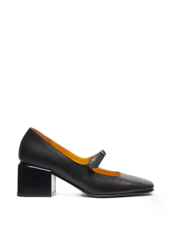 LILI CURIA Buckled Square Toe Block Heel Pumps