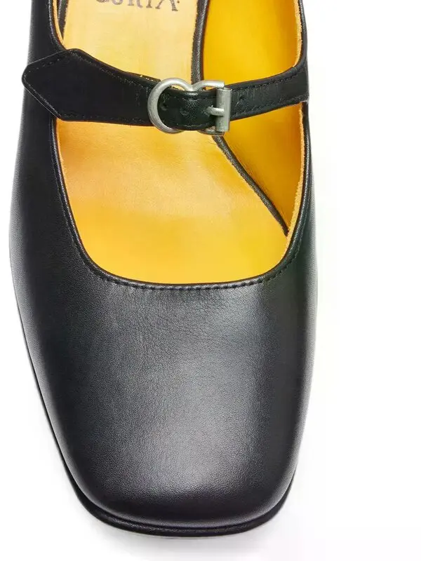 LILI CURIA Buckled Square Toe Block Heel Pumps