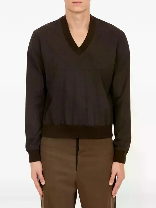 MAISON MARGIELA V-neck Long-sleeve Top - Brown