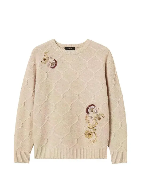TWINSET Diamond-knit Sweater With Floral Embroidery