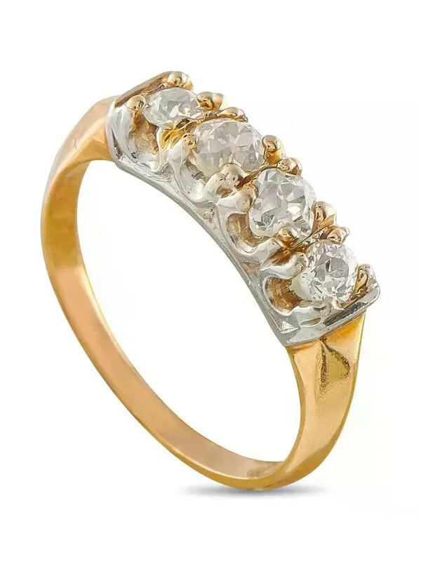 LB EXCLUSIVE 14k Yellow Platinum Four Old Mine-cut Diamond Ring - Gold