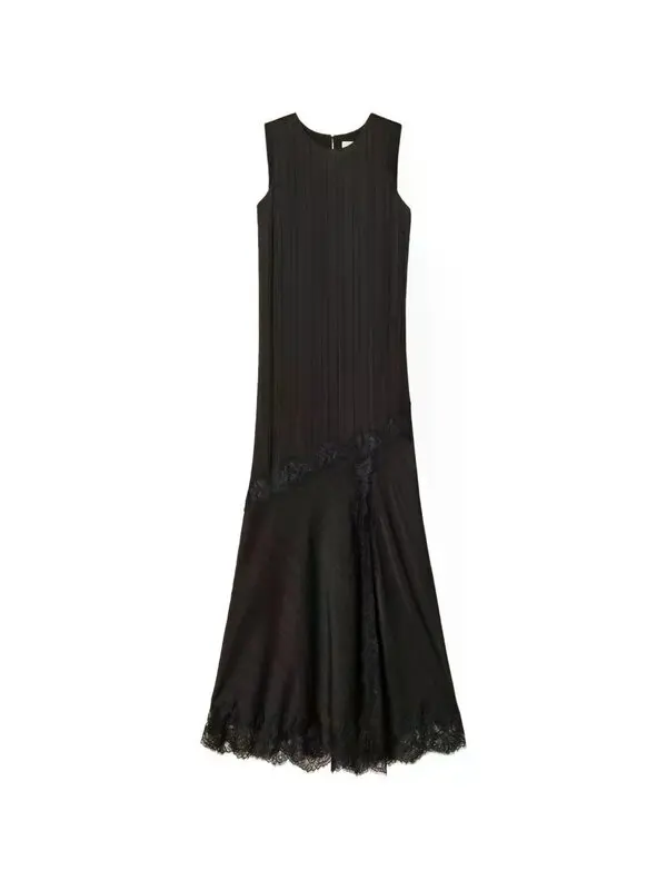TWINSET Long Satin And Lace Dress - Black
