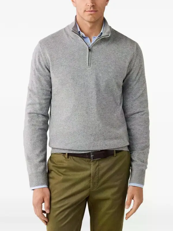 HACKETT LONDON Quarter-zip Elbow-patch Sweater