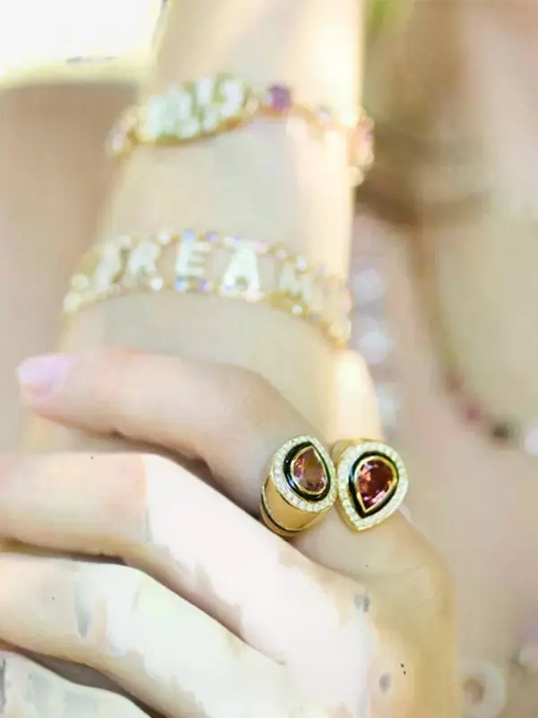 EDEN PRESLEY Tourmaline And Diamond Bypass Ring