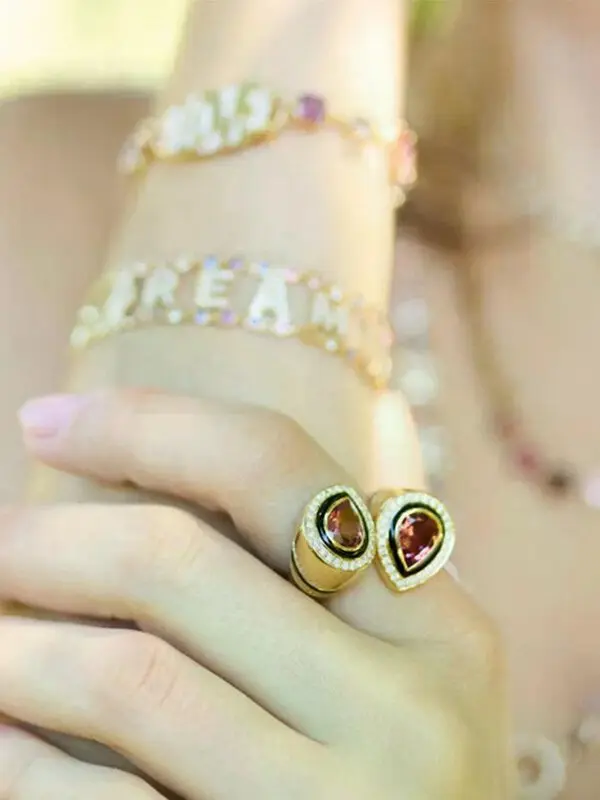 EDEN PRESLEY Tourmaline And Diamond Bypass Ring