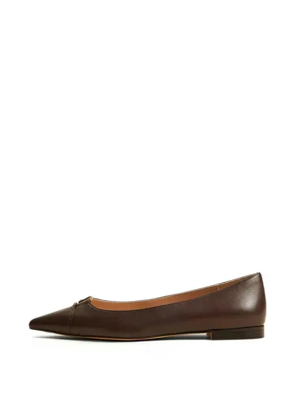 TWINSET Leather Ballerina Flats With Metal Logo