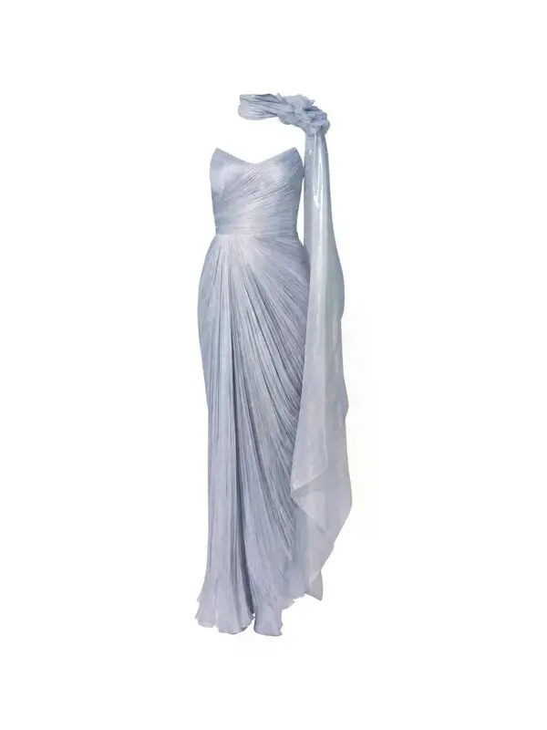 IRIS SERBAN Anette Draped Floral Appliqué Dress