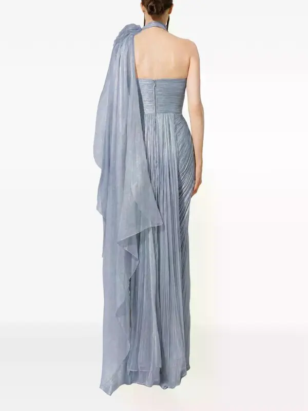 IRIS SERBAN Anette Draped Floral Appliqué Dress