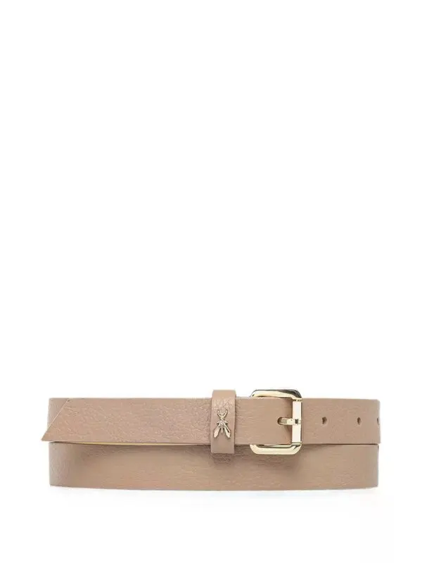 Patrizia Pepe Grained Leather Belt With Gold-tone Buckle - Neutrals