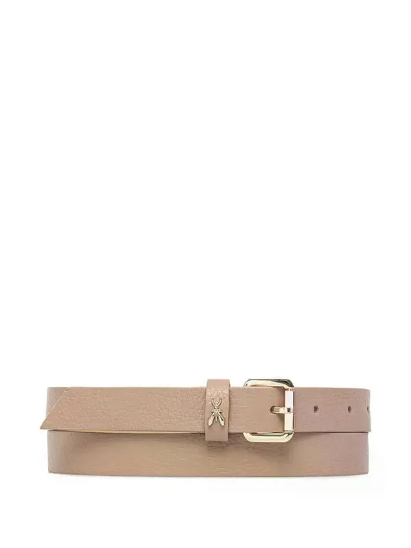 Patrizia Pepe Grained Leather Belt With Gold-tone Buckle - Neutrals