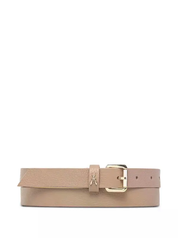 Patrizia Pepe Grained Leather Belt With Gold-tone Buckle - Neutrals